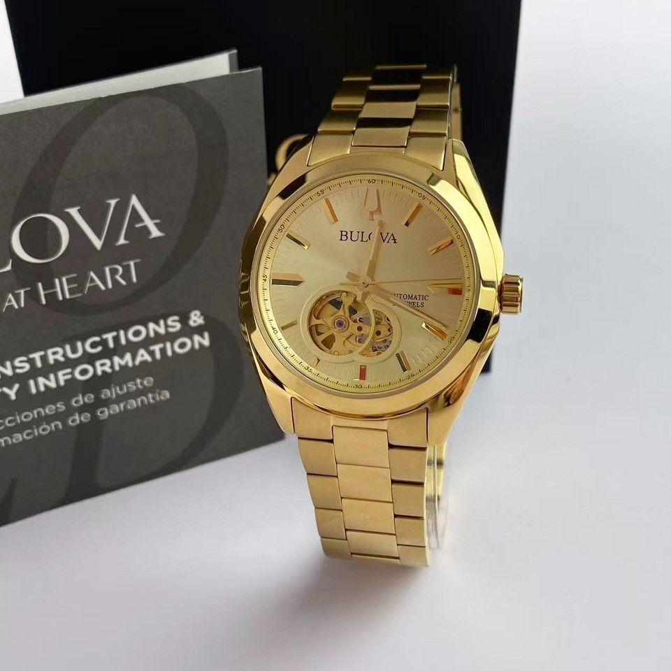 Bulova Surveyor Men's Automatic Watch Gold Tone Dial Stainless Steel ...