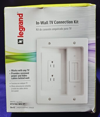 Legrand OnQ In-Wall TV Connection Recessed Power Kit - Hides Cables ...