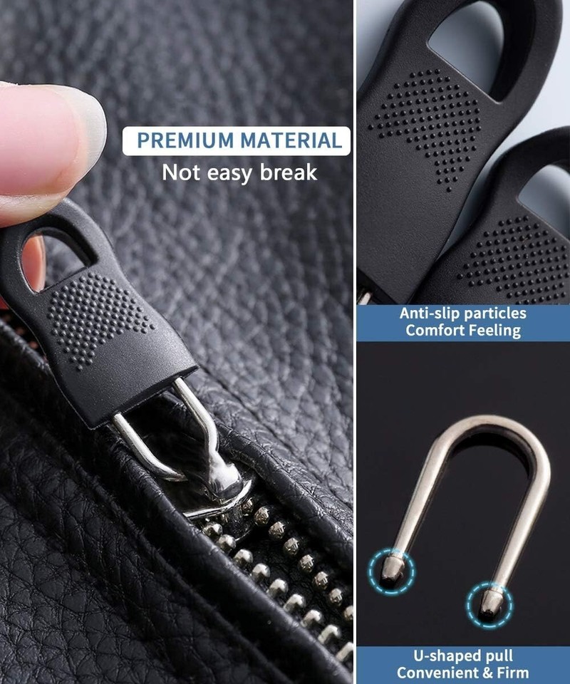 Universal Black Zipper Pull Kit - 20 Pcs, 3 Styles & Quick Fix ...