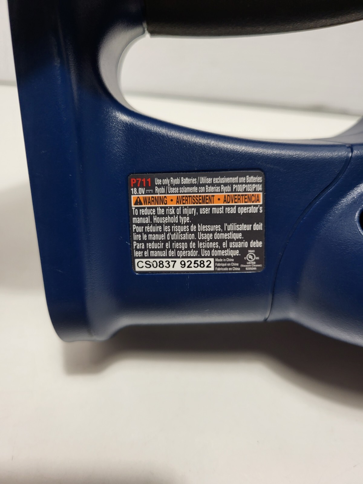 Ryobi 18v Cordless Dry Hand VAC Model P711 for sale online | eBay