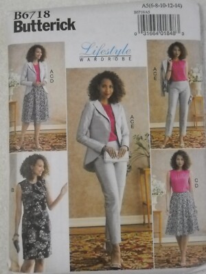 Dress Skirt Pants Jacket Top size 6-14 Butterick 6718 Sewing Pattern | eBay