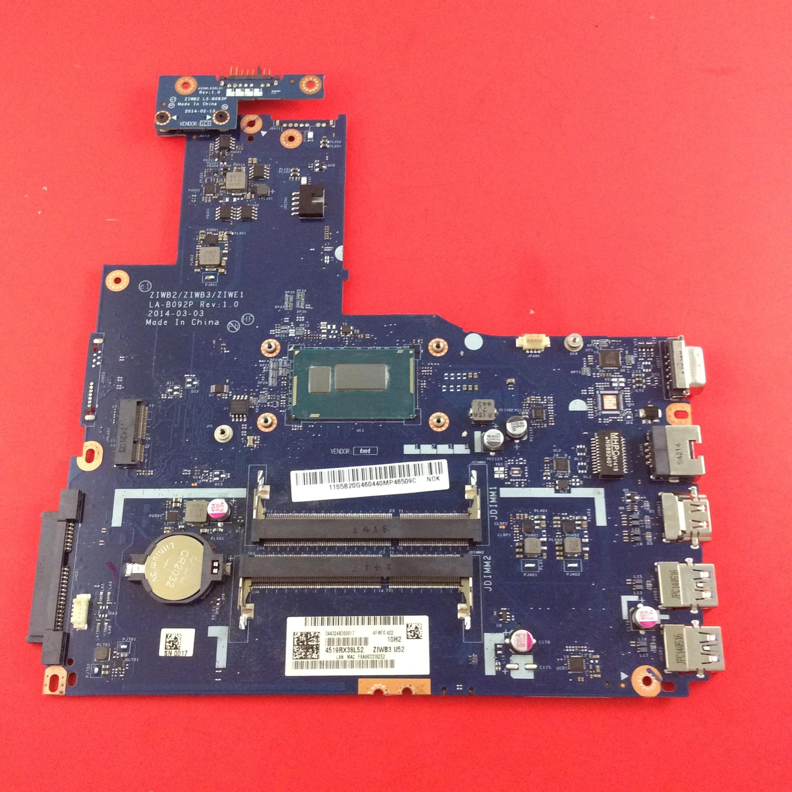 OEM Lenovo B50-70 Intel Core i3-4030U 1.9 GHz Motherboard LA-B092P ...