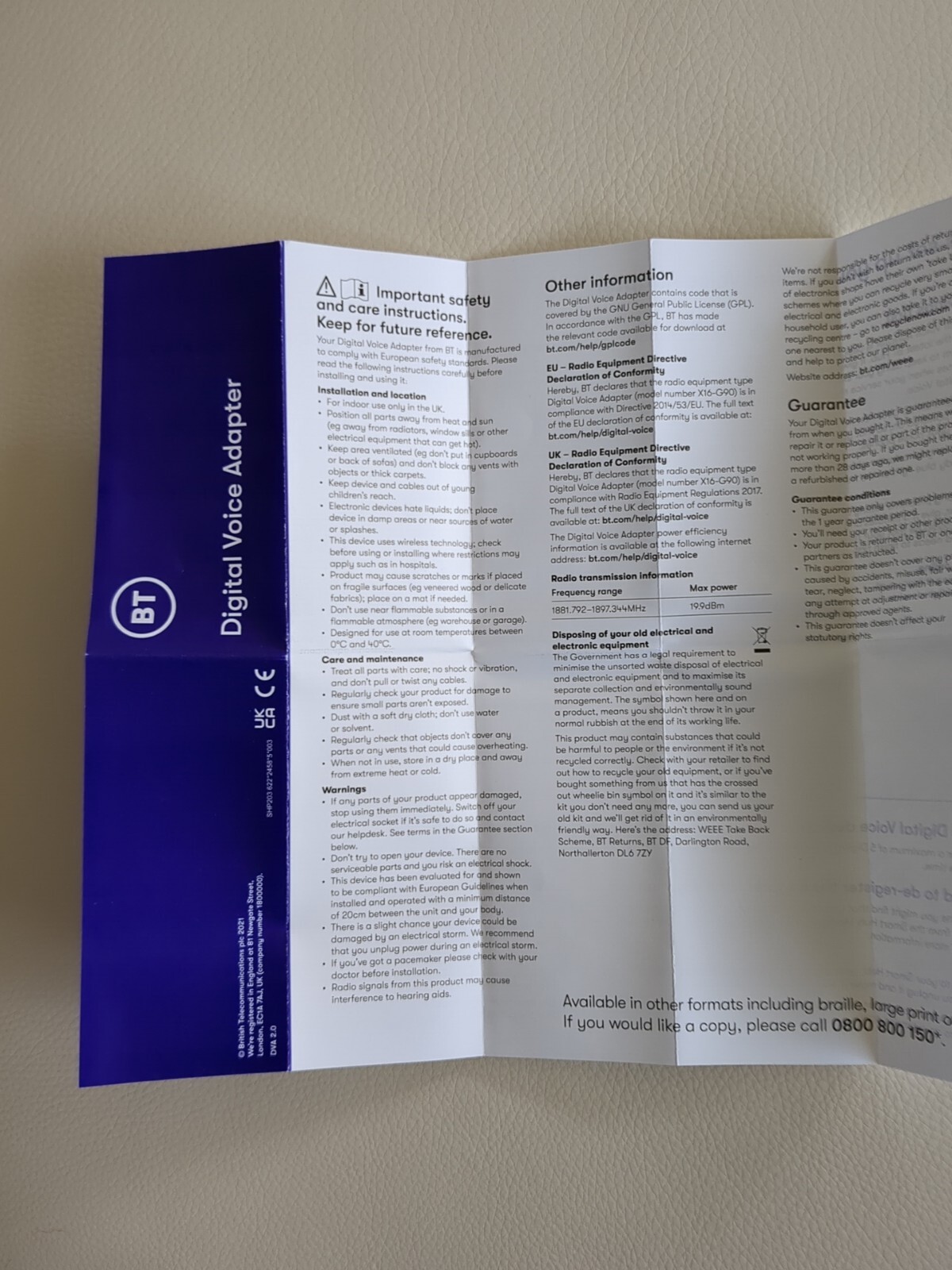 BT Digital Voice Adapter Phone Extender Works With BT Smart Hub 2 Boxed ...