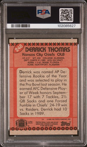 1990 Topps #248 Derrick Thomas Disclaimer Back PSA 9 | eBay