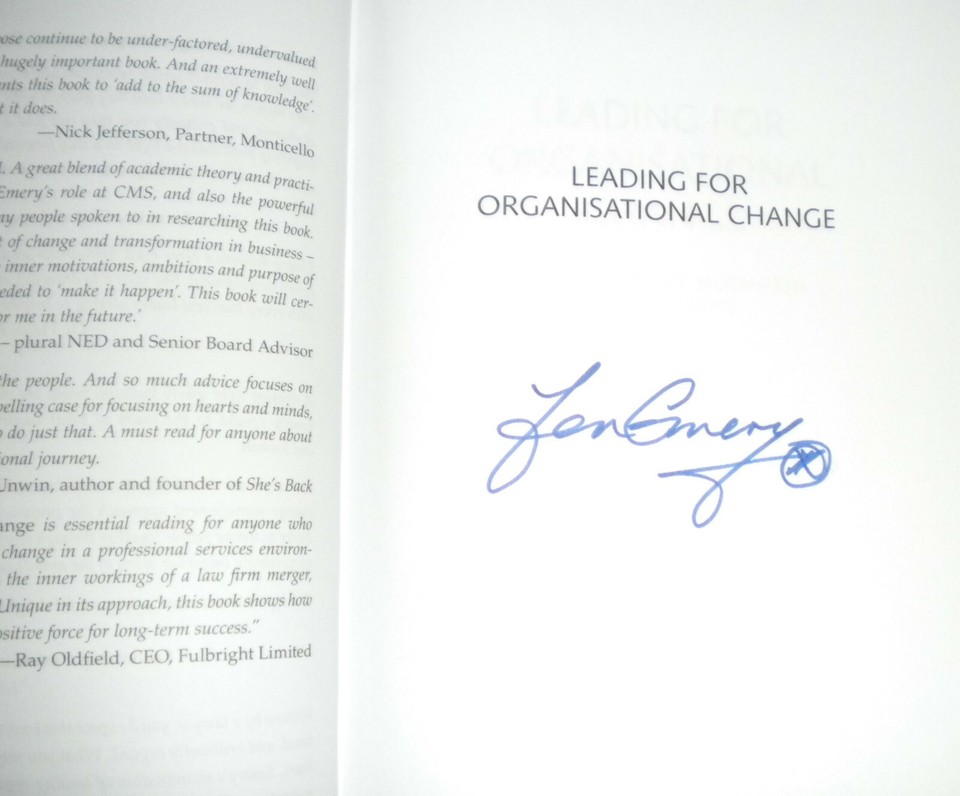 Leading for Organisational Change by Jennifer Emery SIGNED BOOK ...