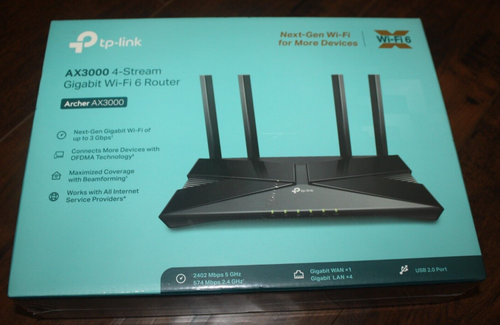 New TP-Link Archer AX3000 4 Stream Dual-Band WiFi 6 Wireless Router up ...