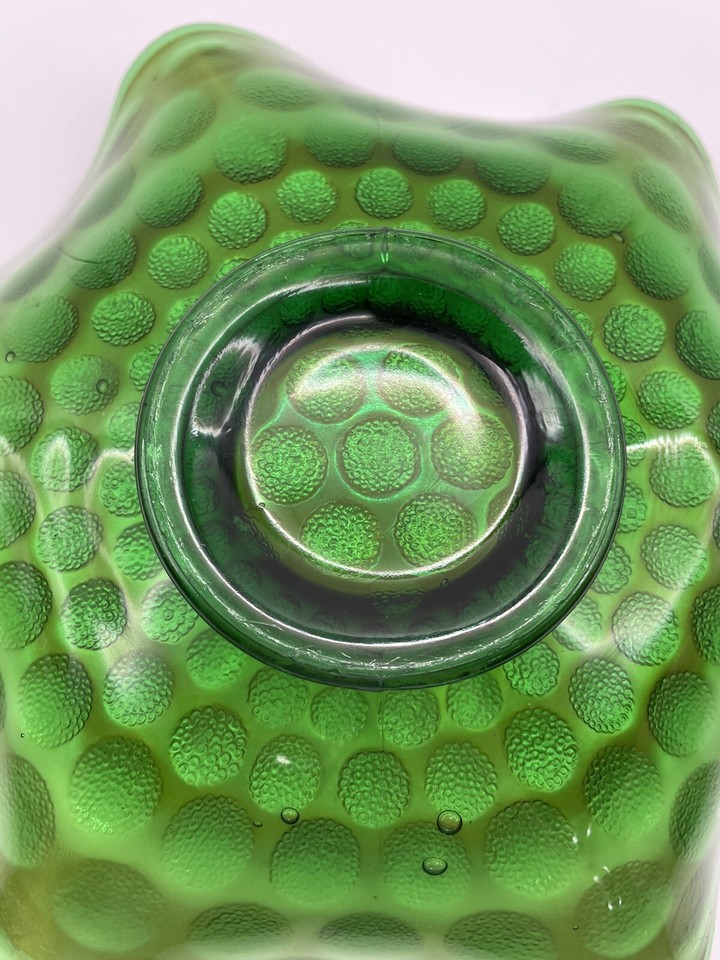 Vintage Ruffled Green Carnival Fenton Stipple Coin Dot Glass Bowl | eBay