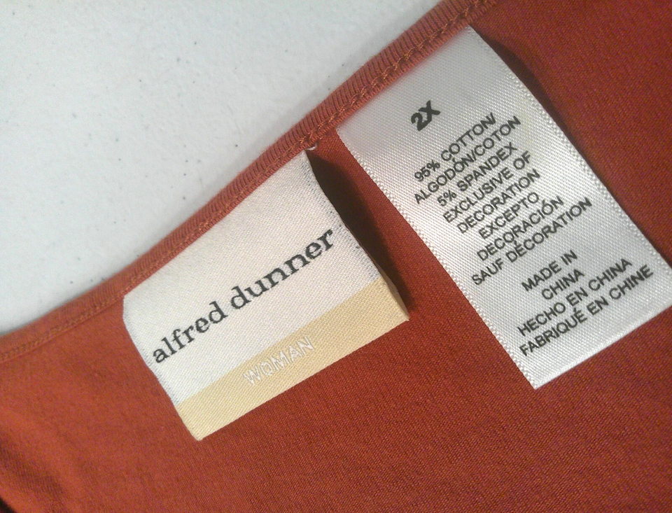 DISCOLORED Alfred Dunner Women's Shirt Plus Size 2X Rust Brown Studded ...