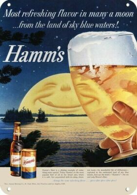 1959 HAMM'S BEER Full Moon Land of Sky Blue Water DECORATIVE REPLICA ...