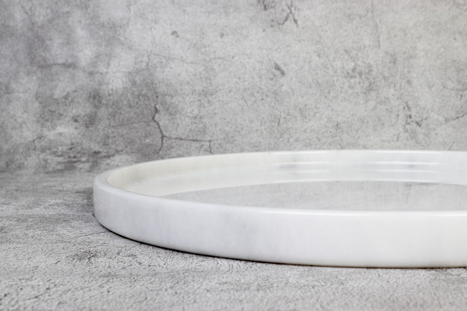 Gabriella – White Round Natural Marble Tray | eBay UK