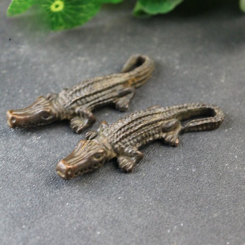 Solid Copper 1 pair Crocodile Statue Ornament Animal Alligator Figurine ...
