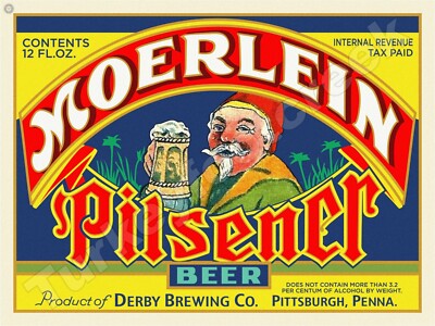Moerlein Pilsener Beer Label 18" x 24" Metal Sign | eBay