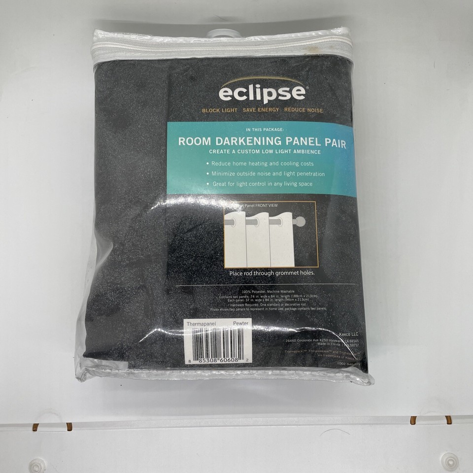 ECLIPSE Room Darkening Window Curtains 74 IN X 84 IN Pewter 2 Panels ...