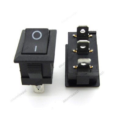 5 x Mini Rectangle Rocker Switch Black Snap-in SPDT ON-OFF 3 Pin 12V ...