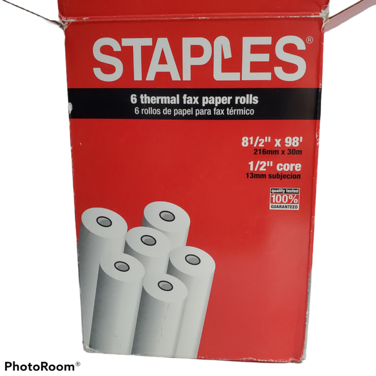 Staples Box of 5 Thermal Fax Paper Rolls 8 1/2" x 98' w 1/2" Core NEW ...