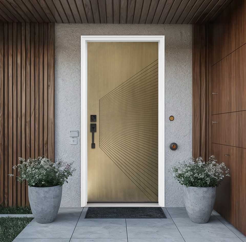 36'' x 80''Fiberglass Exterior KD Door, 4-9/16" Jamb Front Door with ...