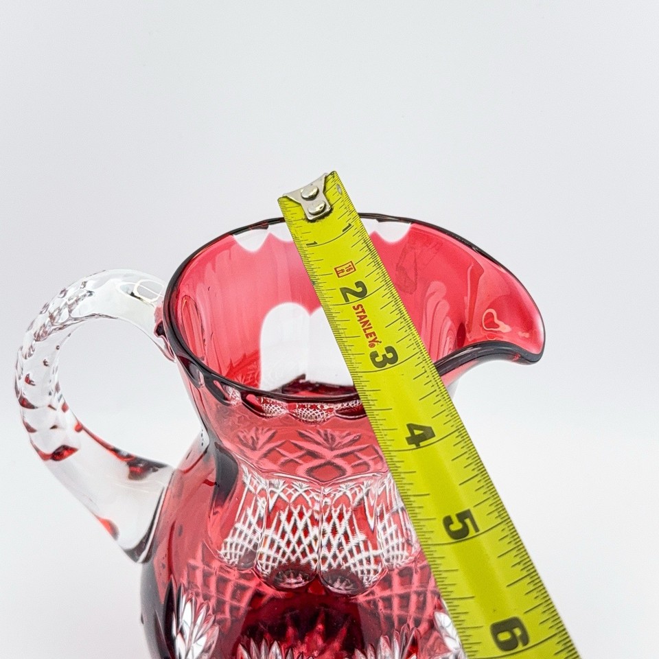 Vintage Bohemian Czech Ruby Red Cut Crystal Pitcher 7” | eBay