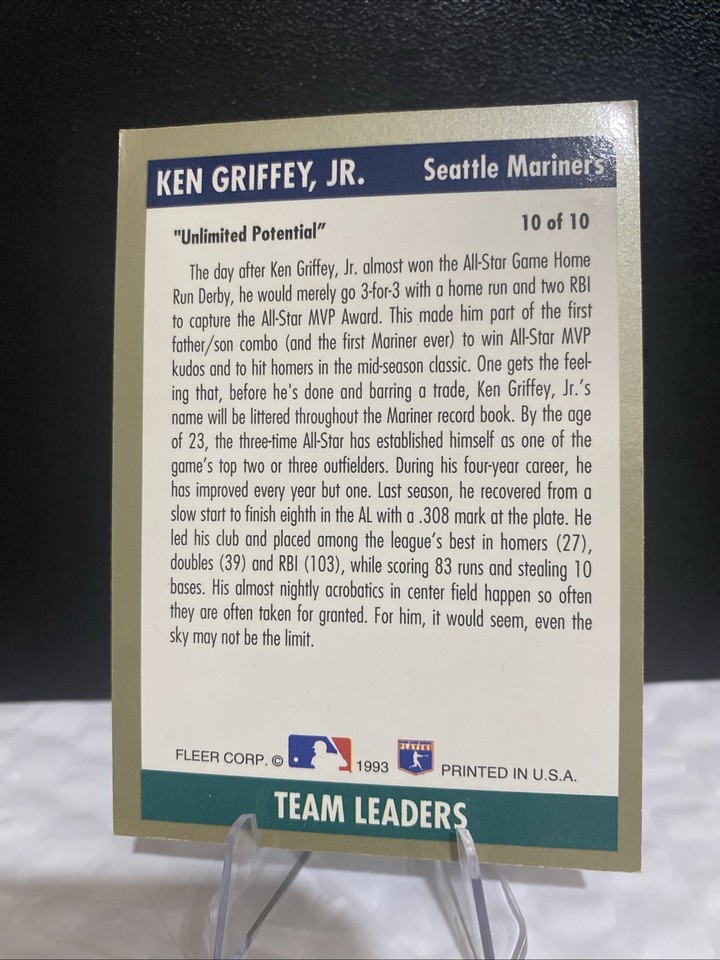 KEN GRIFFEY JR. 1993 Fleer TEAM LEADERS ! SEATTLE MARINERS ! | eBay