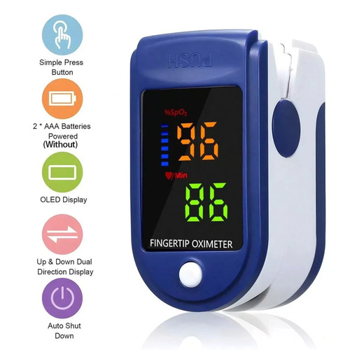 Finger Pulse Oximeter Blood Oxygen Saturation Meter SpO2 Heart Rate ...