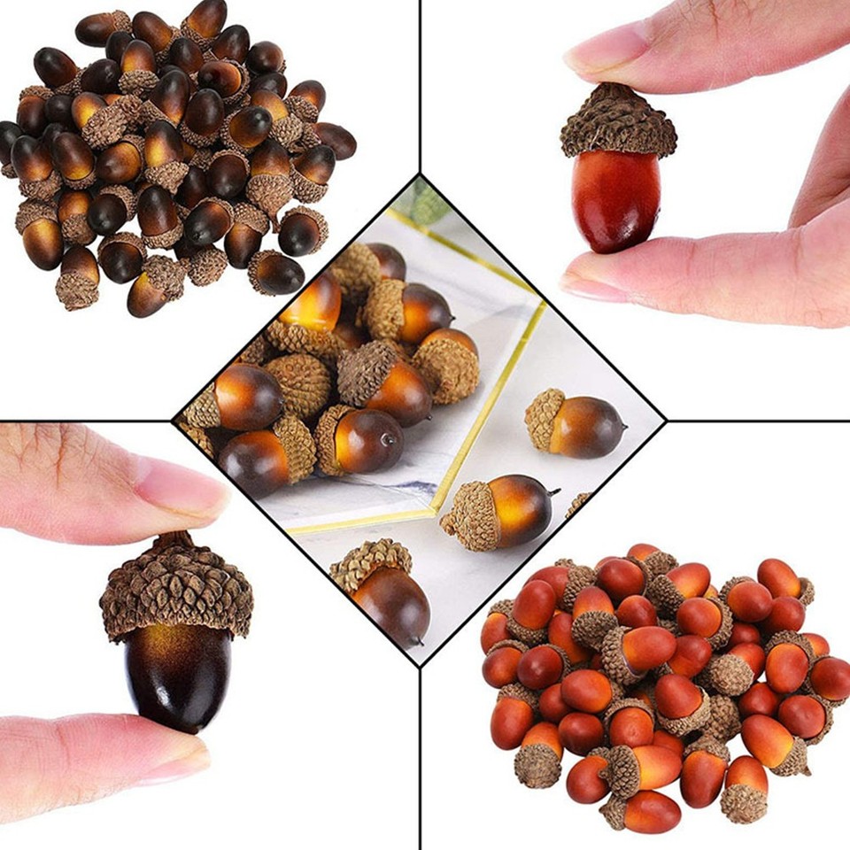 100 Pcs Thanksgiving Acorn Mini Artificial Acorns for Decorations ...