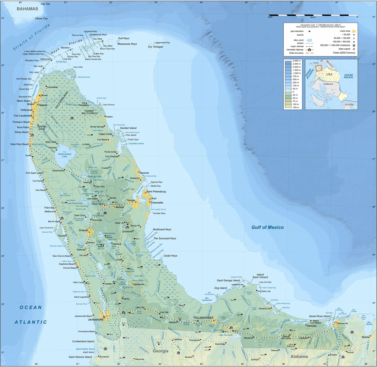 Topographical Map Florida