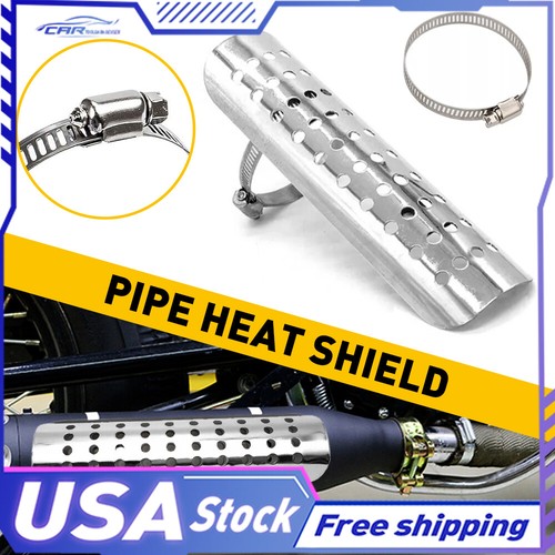 Universal Motorcycle Pipe Guard Heat Shield Silver For Honda Kawasaki ...