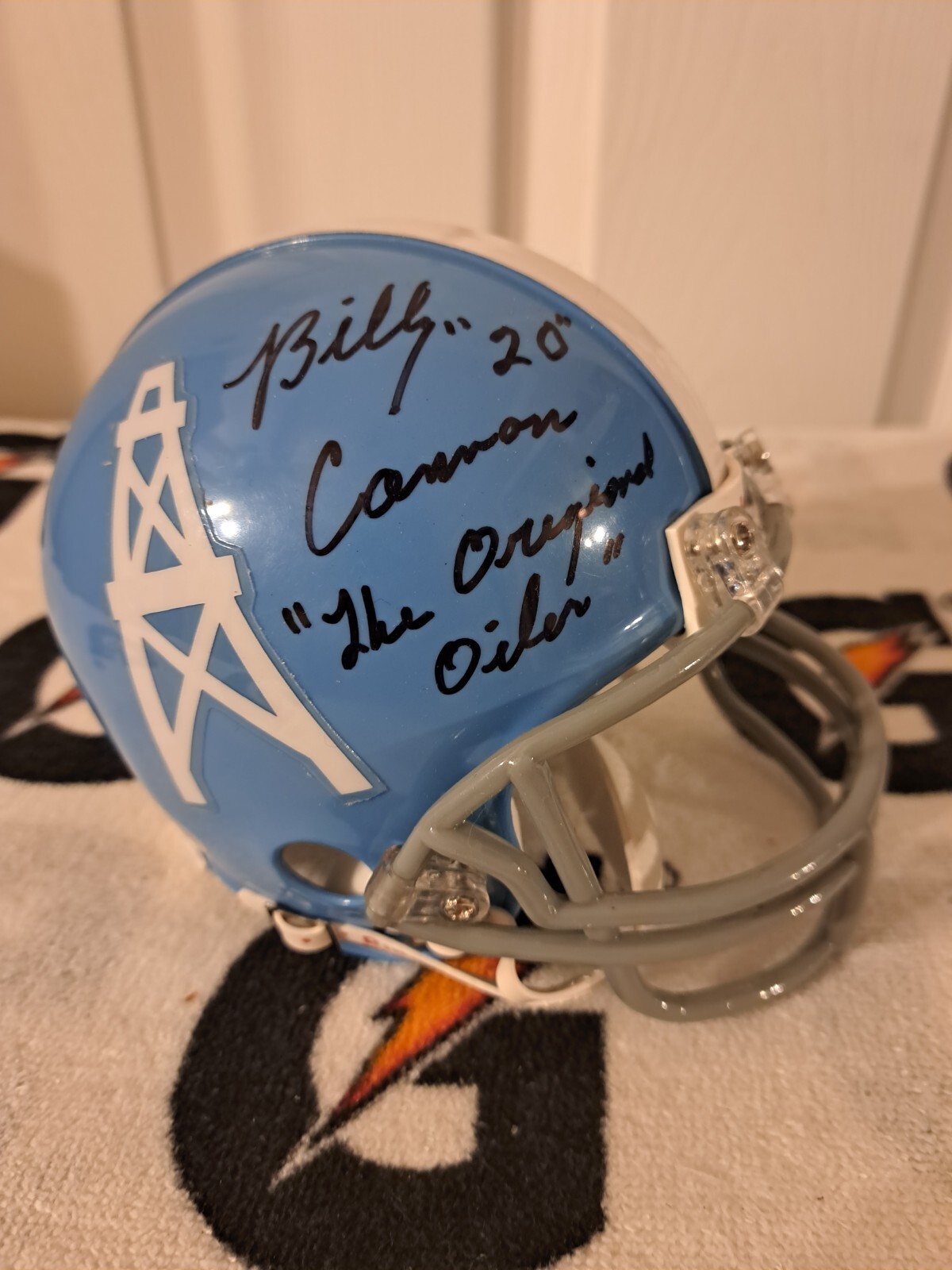 BILLY CANNON SIGNED THE ORIGINAL OILER HOUSTON OILERS MINI HELMET PSA ...