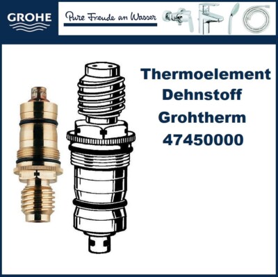 ORIGINAL Grohe Ersatzteil Thermoelement Dehnstoff 47450 Chrom 1/2 ...