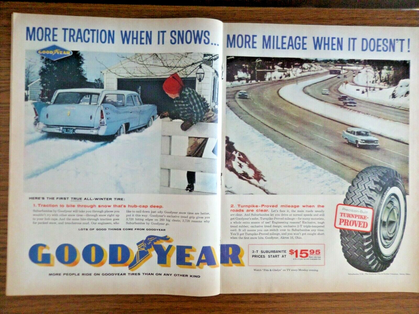 1960 Goodyear Tire Ad Suburbanites by Goodyear Winter Theme Plymouth ...