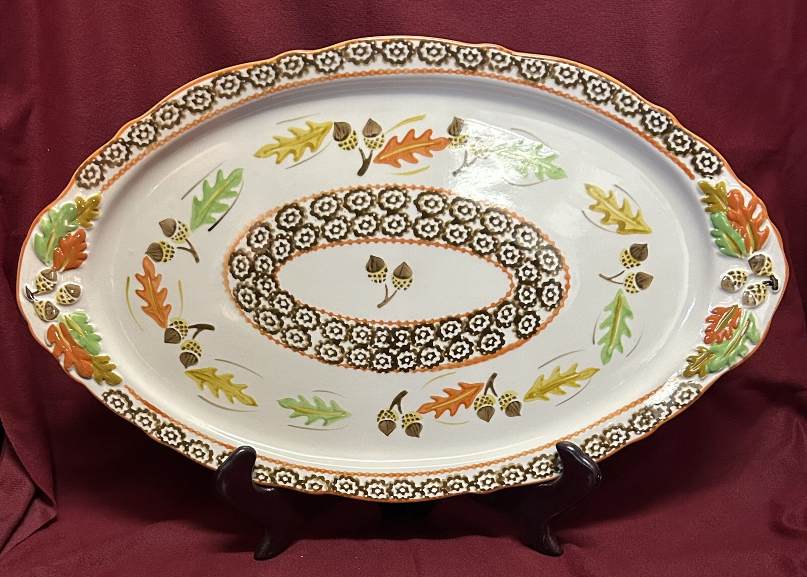 E5510 Temptations By Tara Old World Fall Harvest Large Oval Platter ...