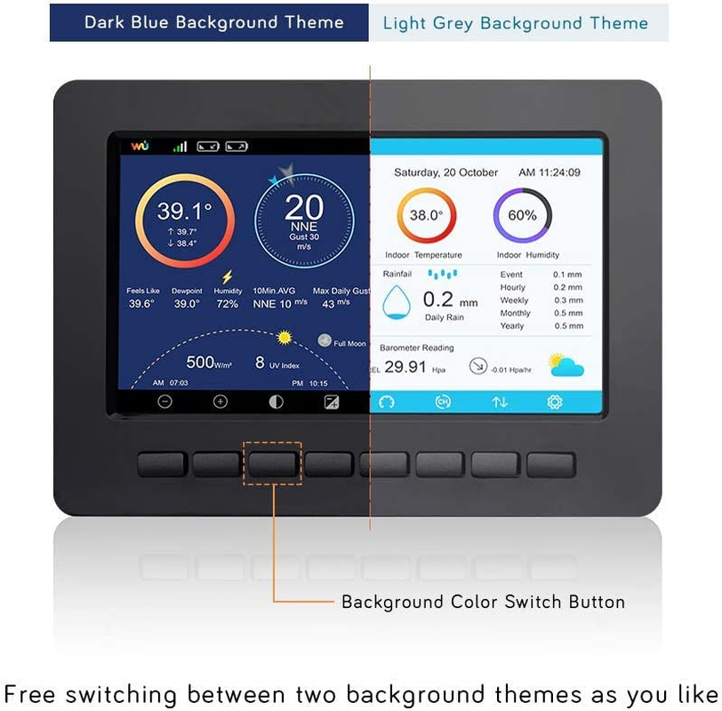 ECOWITT HP2551 Wi-Fi Weather Station with 7'' Large TFT Colored Display ...