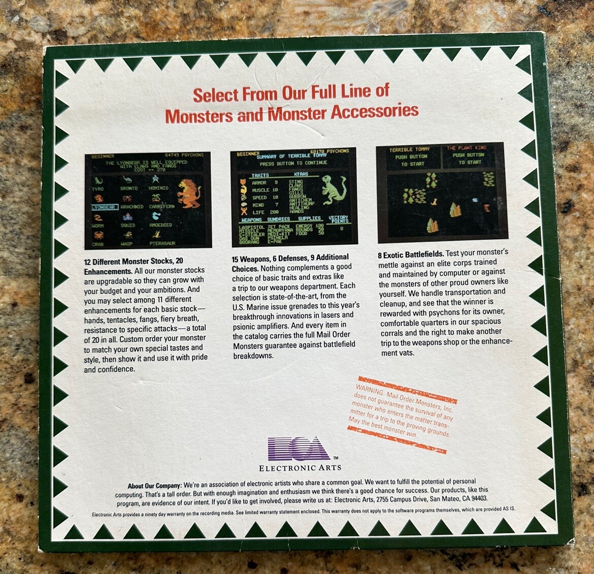 Mail Order Monsters Electronic Arts Game 1984 Commodore Good Condition ...