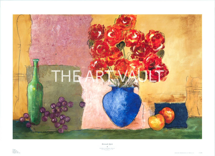 Red Roses Fruit Collage Still Life Bermuda Spirit 38.5x28 in | eBay