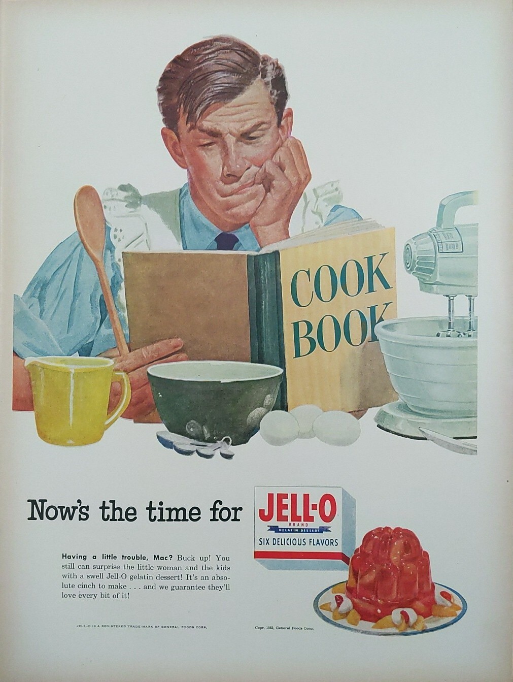 1952 vintage Jello print ad. Post World War II. Time For Jell-o | eBay