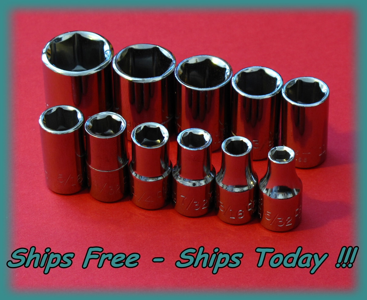 Craftsman 1/4" Drive 11 Piece 6pt Point SAE Chrome Socket Set Standard ...