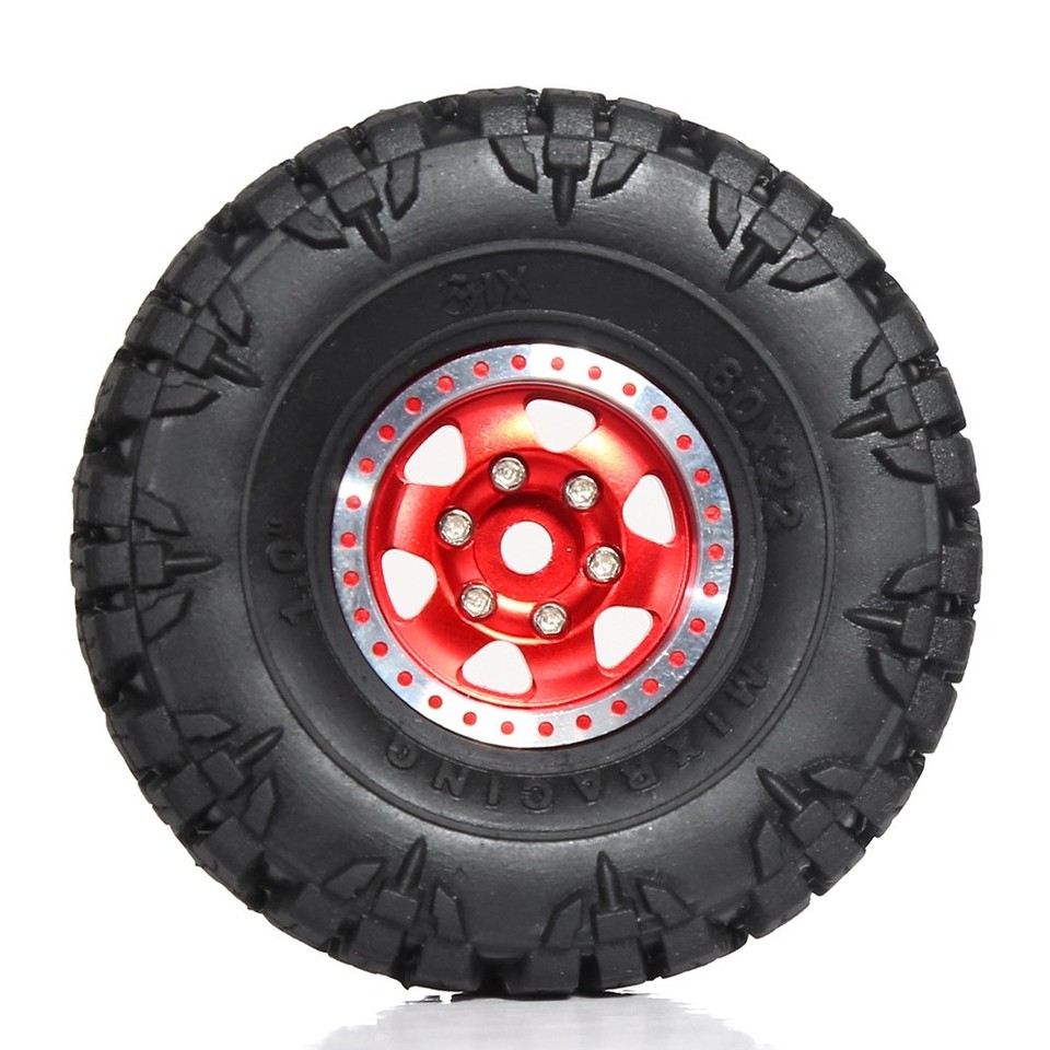 4Pcs 60mm 1.0In Metal Beadlock Wheel Tire Set for 1/18 1/24 RC Crawler ...