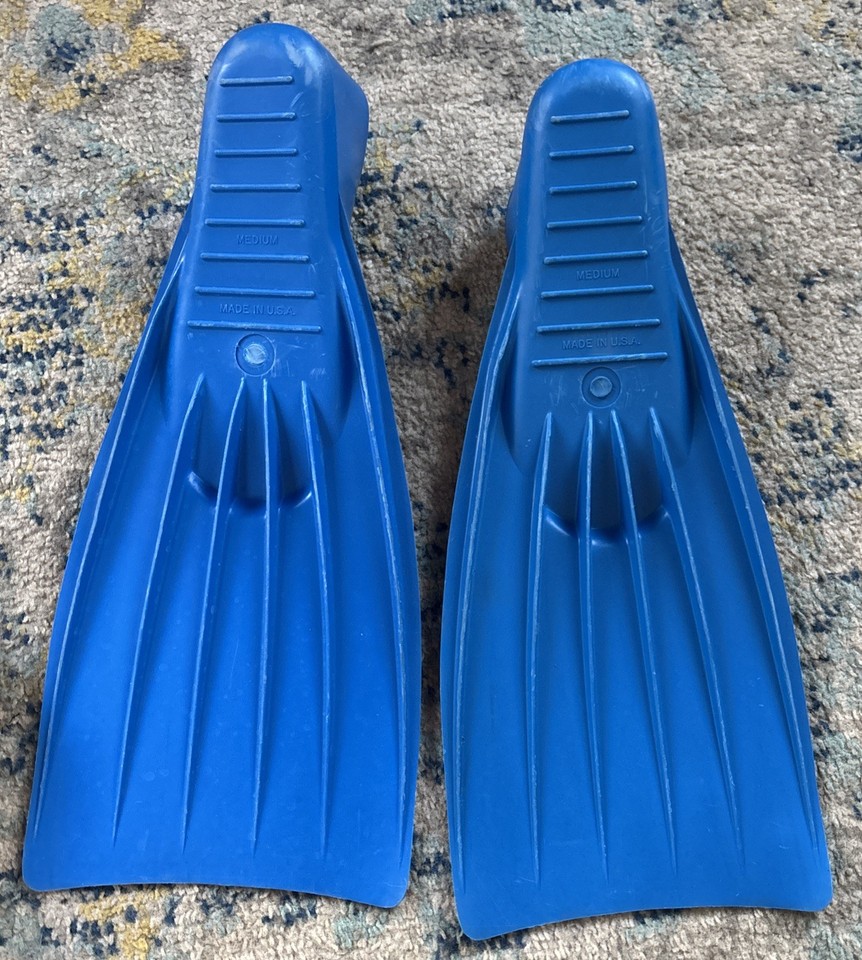 Amf Voit Skin Diver Medium Blue Fins Flippers Scuba Snorkeling Made In ...