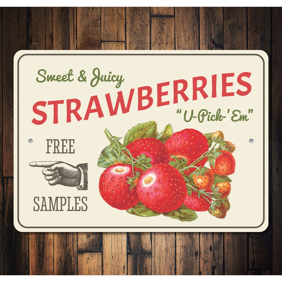 Strawberries Sign, Berry Kitchen, Strawberry Farm Metal Wall Aluminum ...