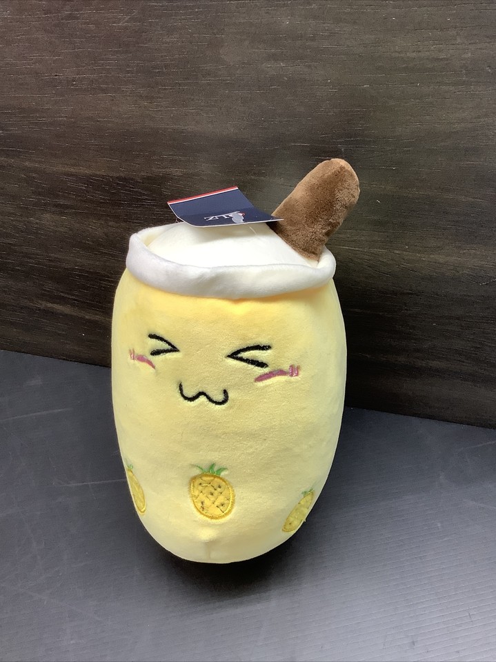 Cute yellow Boba Milk Tea Plushie Toy Soft Stuffed Taste Milk Tea ...