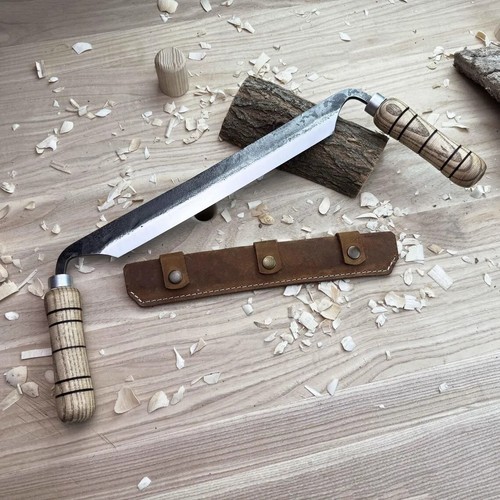 Draw Knife – Hand-Forged 52100 Carbon Steel, Ash Handles, Ready for ...