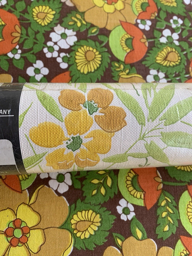 Vintage 70's Flower Power Textured Double Roll Pre-Pasted Wallpaper (1 ...