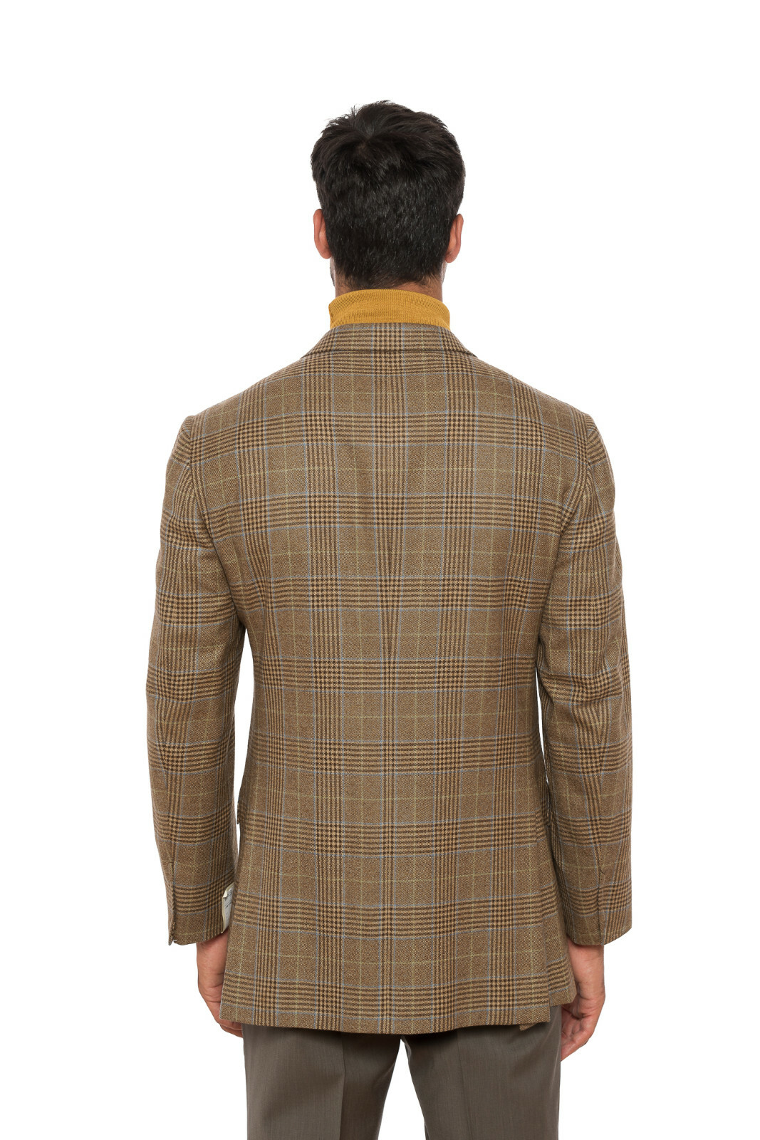 $2659 D'AVENZA Brown Cashmere Wool Windowpane Jacket Sewn in Italy 40 ...