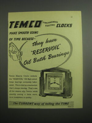 1948 Temco Electric Clocks Ad - make smooth going of time | eBay