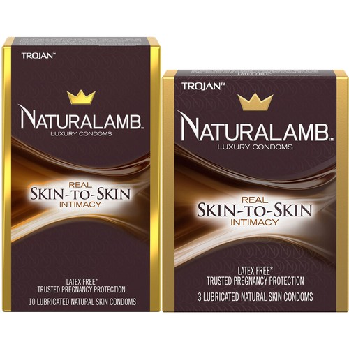 Trojan Naturalamb Natural Skin-To-Skin Sensitive Non-Latex Lubricated ...
