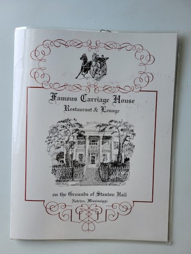 1993 Famous Carriage House Stanton Hall Natchez Mississippi Two Menus ...