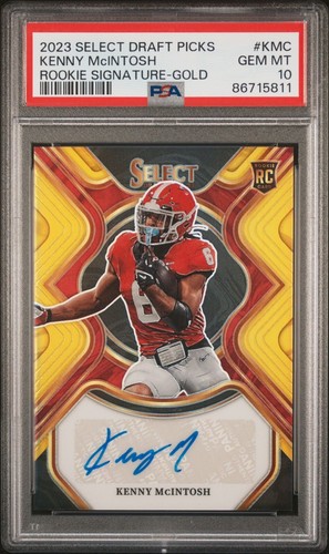Kenny McIntosh PSA 10 2023 Select Draft Picks Auto # 09/10 Rookie Gold ...