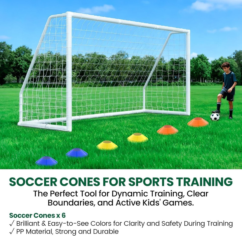 12x6/10x6/8x6/6x4FT Soccer Goals, Portable & Weatherproof HPVC Soccers ...