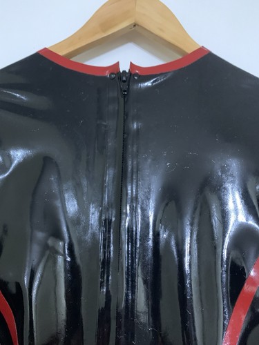 DEMASK Neu Damen Latex Kleid Cups Volant Rüsche Ausschnitt schwarz rot ...