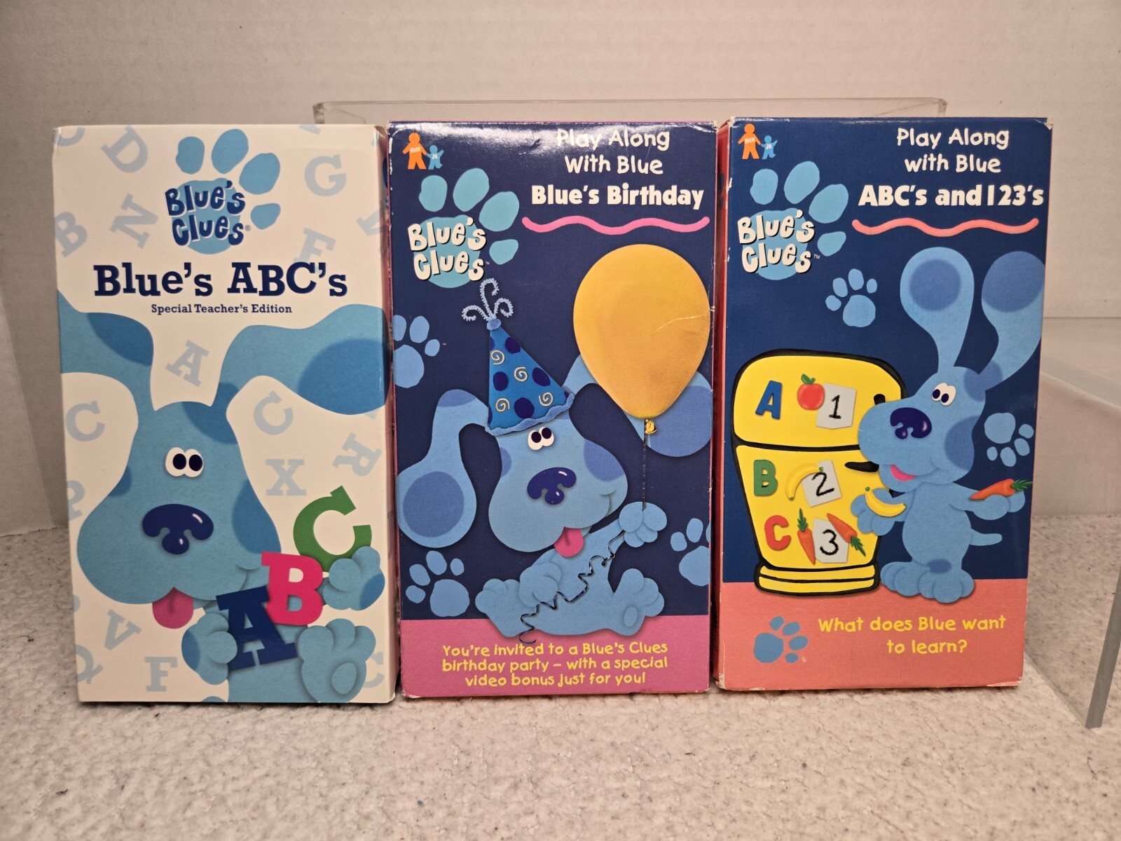 Blue's Clues Lot Of 3 VHS 1998-99 Blue's ABC's, Birthday & ABC and 123 ...