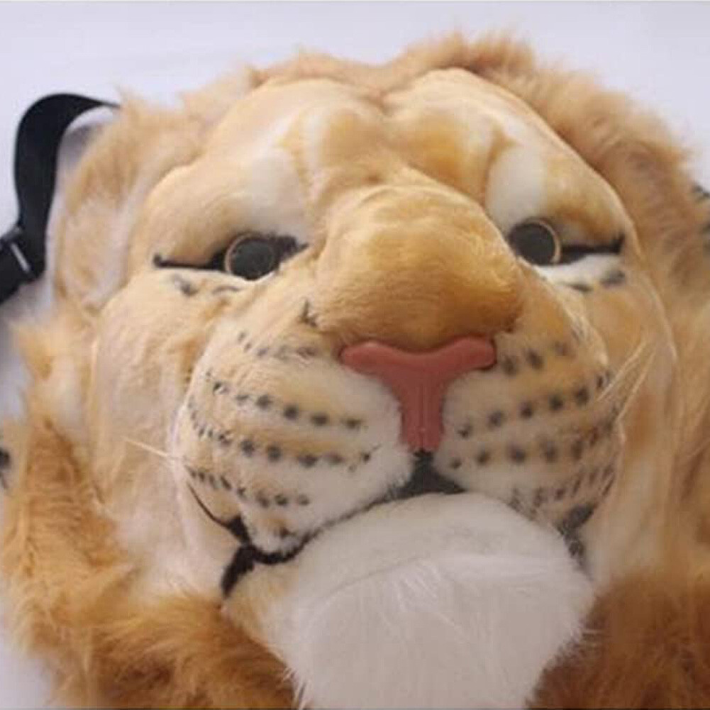 Stuffed Tiger Head Backpack Simulation Personalised Lion Knapsack ...